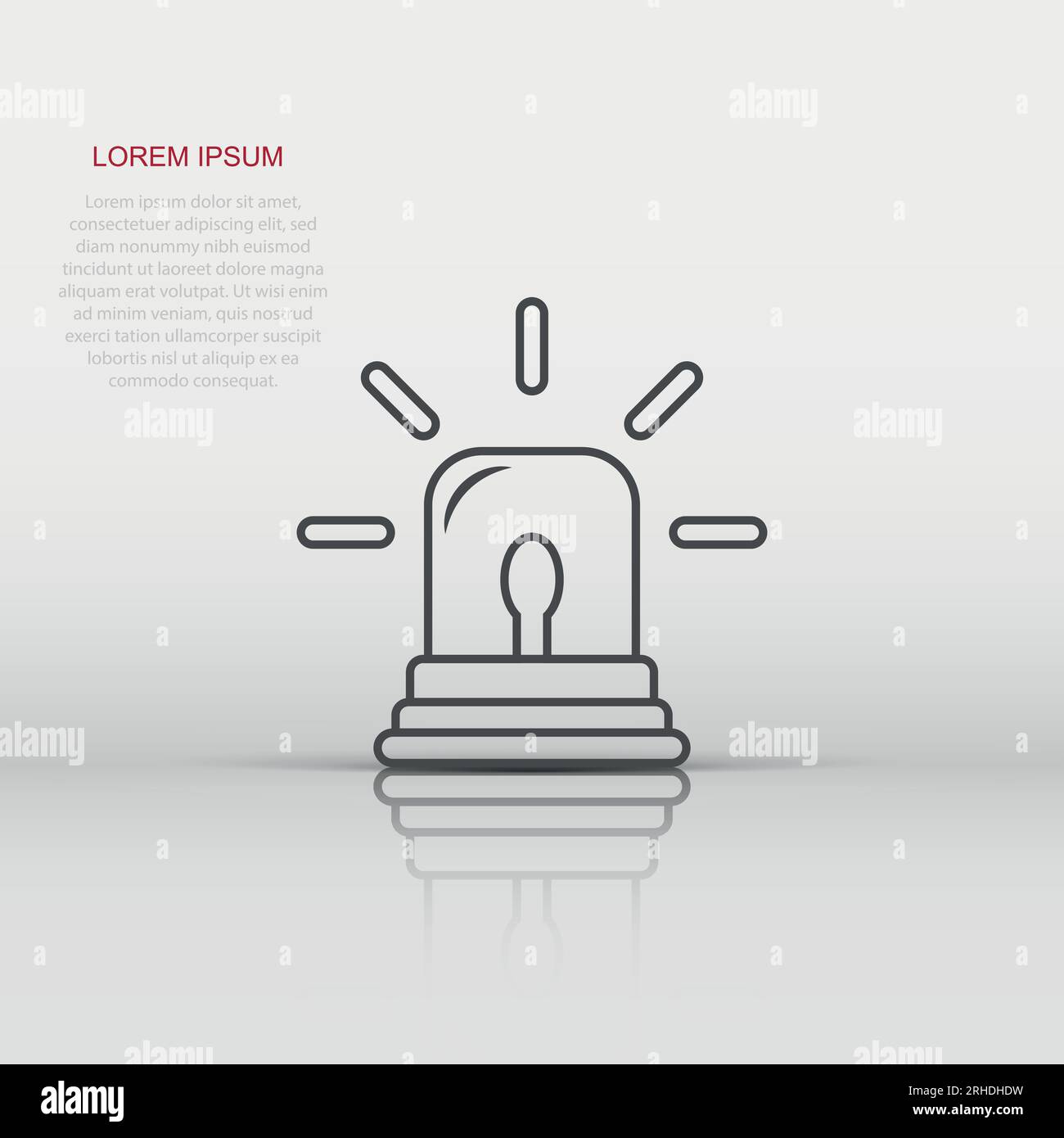 Emergency alarm icon in flat style. Alert lamp vector illustration on ...