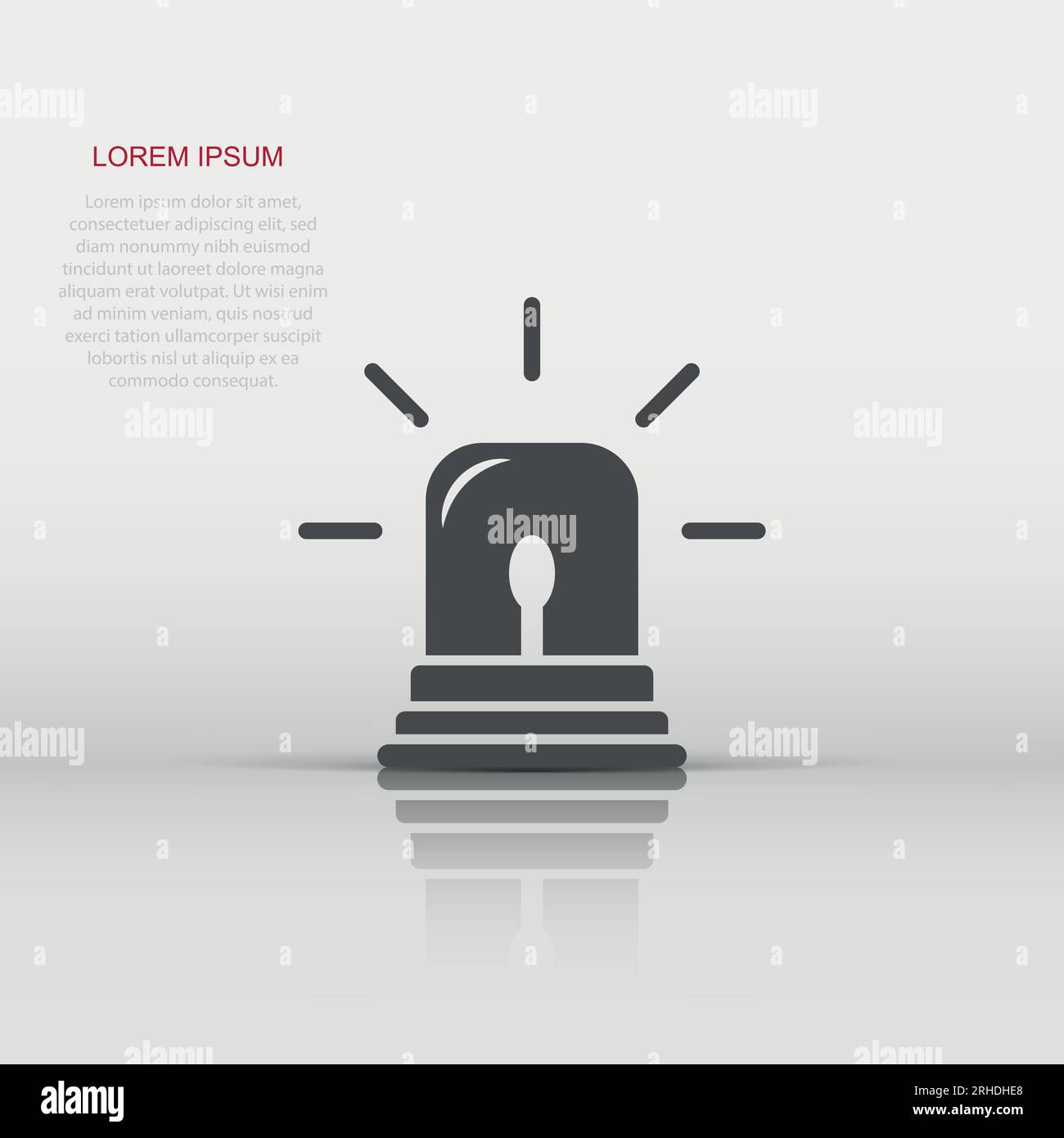 Emergency alarm icon in flat style. Alert lamp vector illustration on ...