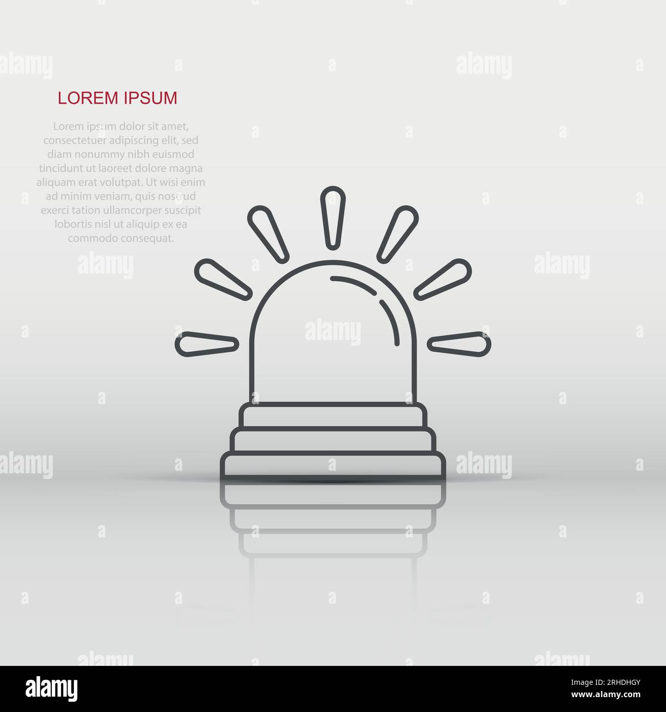 Emergency alarm icon in flat style. Alert lamp vector illustration on ...