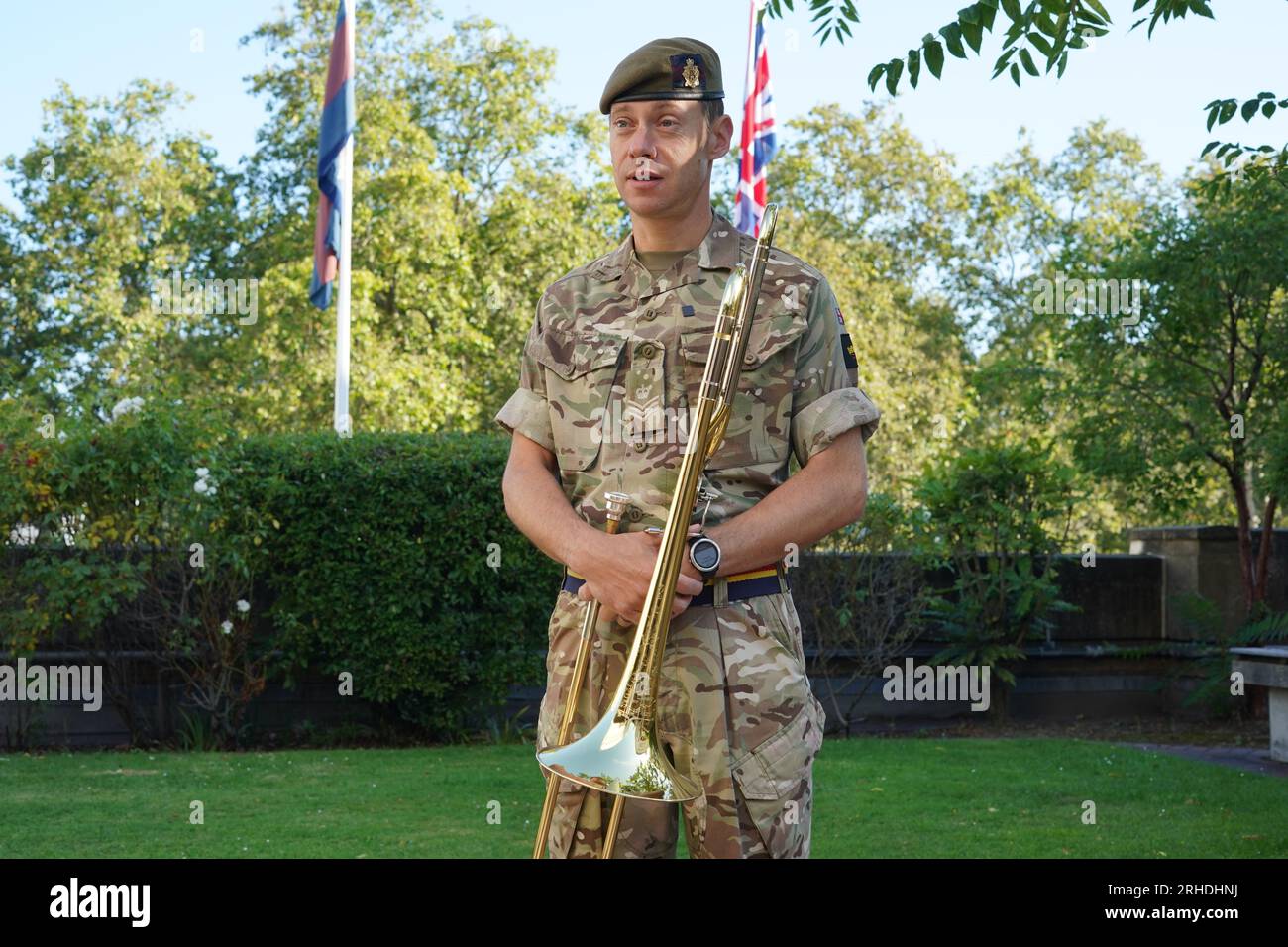 Colour Sergeant Andrew Mercer talking to the media in Wellington ...