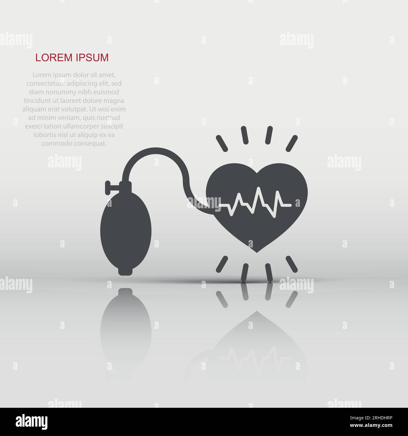 Arterial blood pressure icon in flat style. Heartbeat monitor vector ...