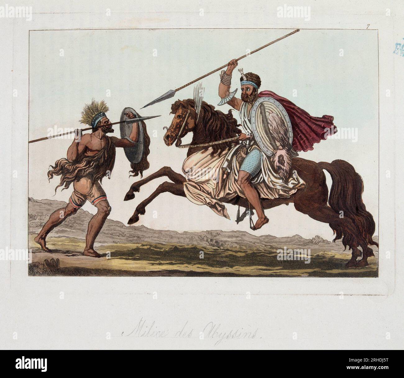 Milice des abyssins - in "Le costume ancien et moderne" par Ferrario ...