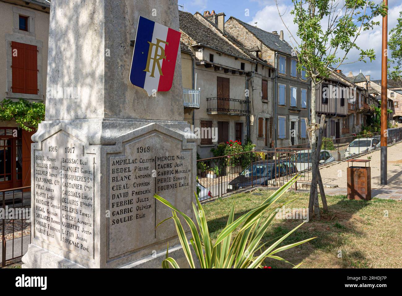 Najac, France. Monument to the Fallen in Najac, beautiful village in ...
