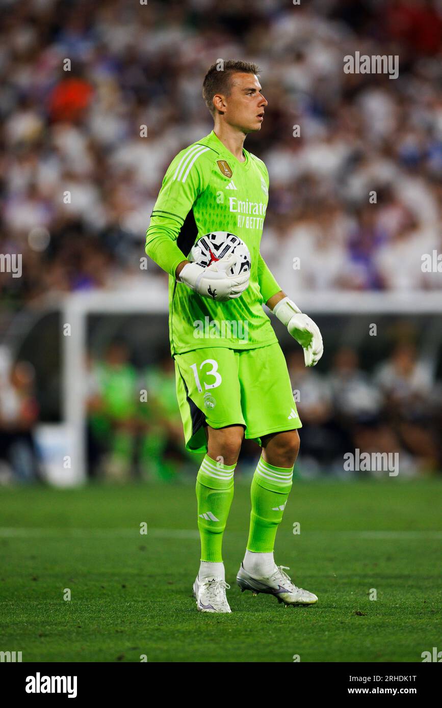 PASADENA, CA - JULY 23: Real Madrid FC goal keeper Andrii Lunin (13 ...
