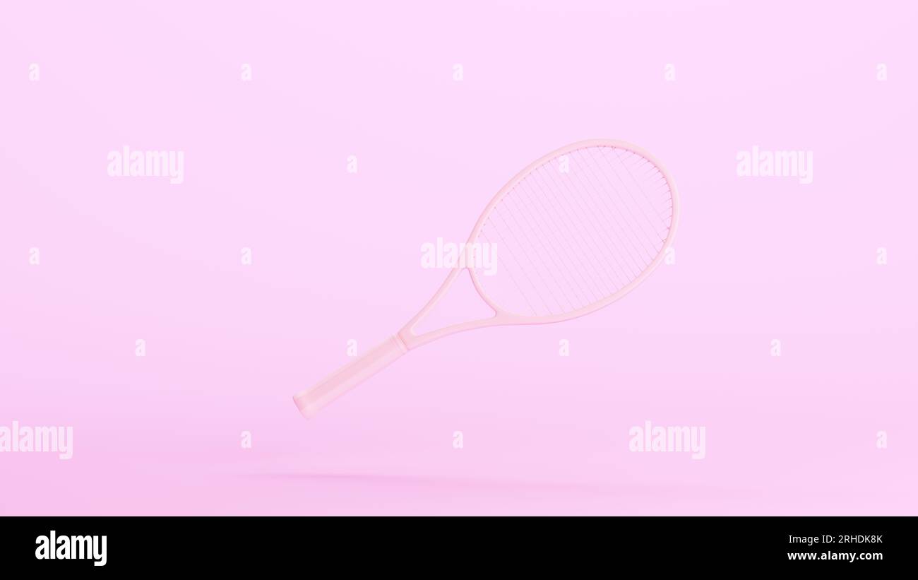 Pink tennis racket racquet strings sports equipment training fun kitsch ...