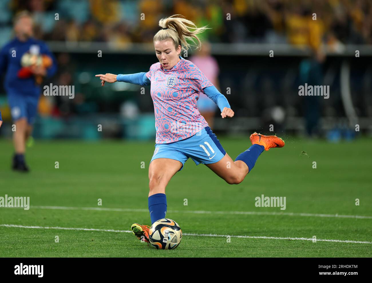 England’s Lauren Hemp warms up on the pitch before the FIFA Women's ...