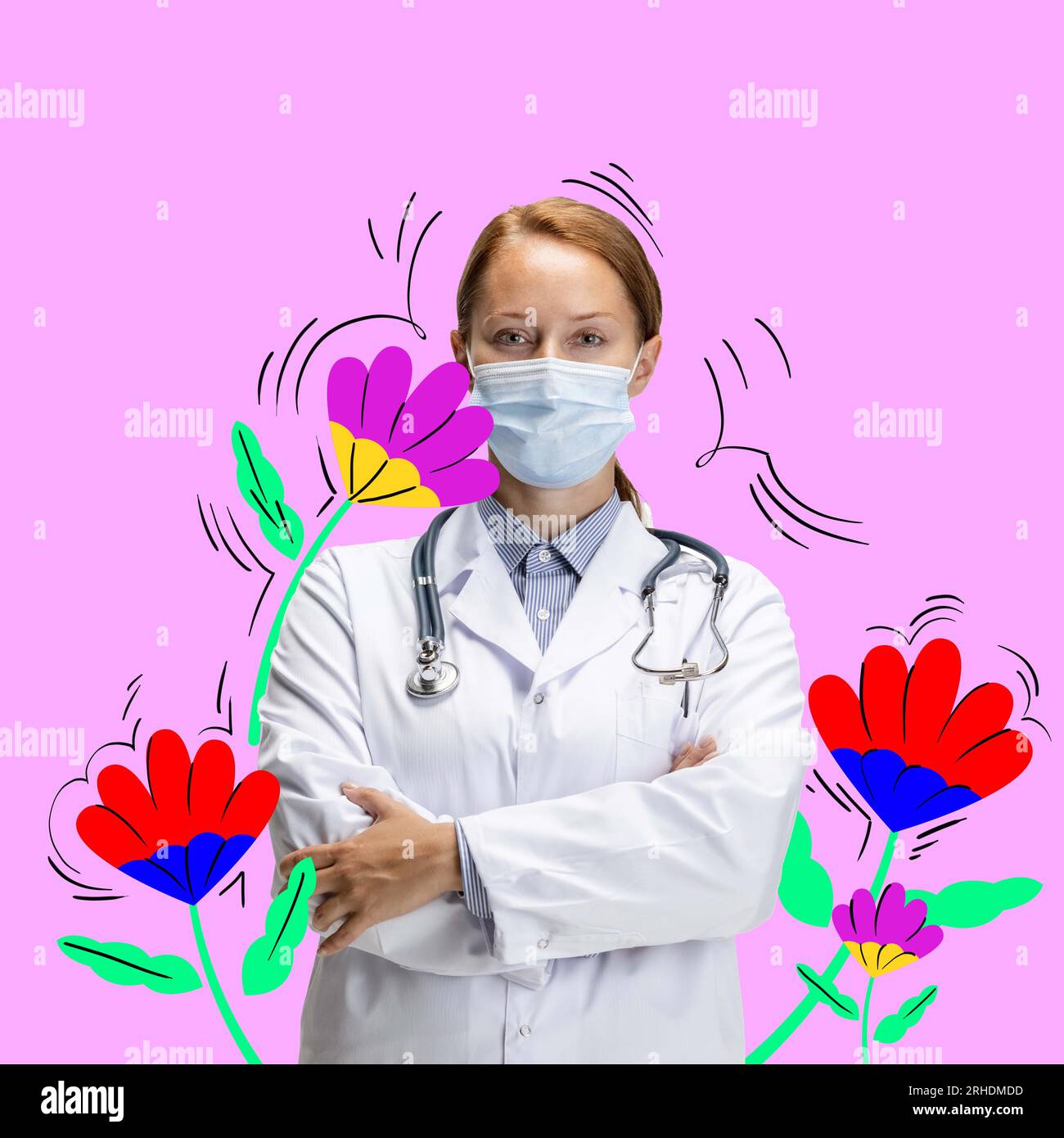 Woman, doctor in white medical gown. Profession choice and gender ...