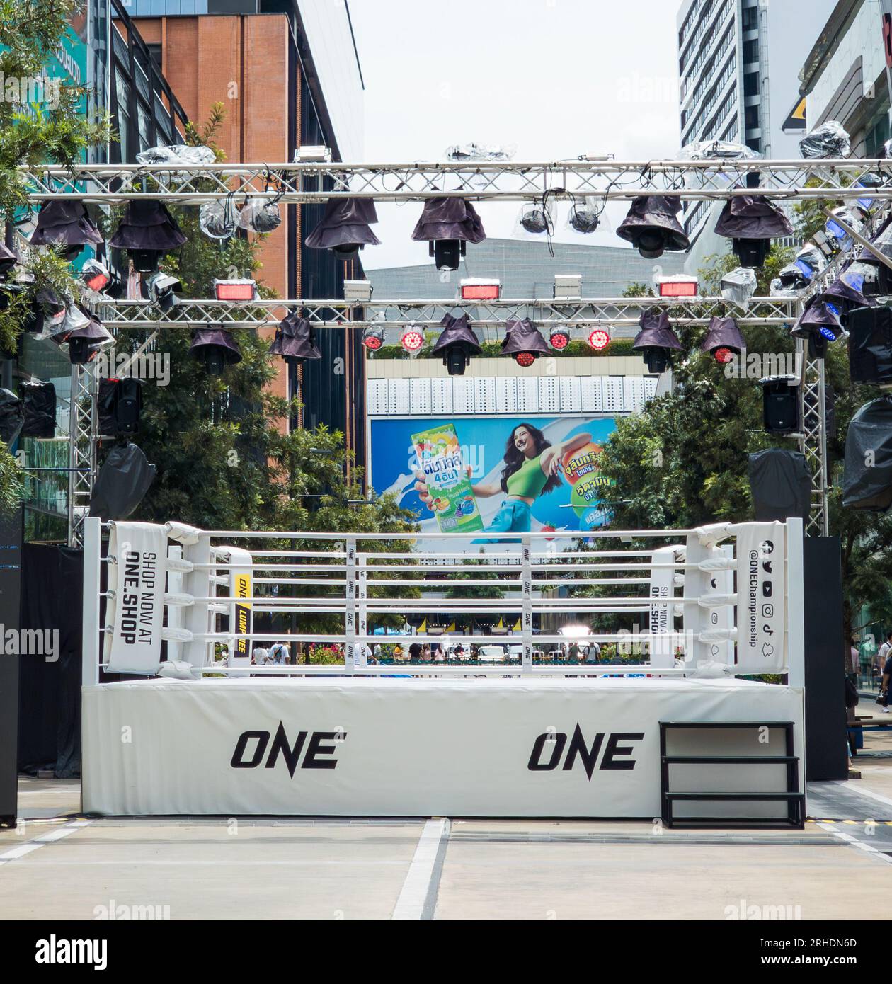Bangkok, Thailand - July 23, 2023: Boxing ring in ONE Lumpinee ...