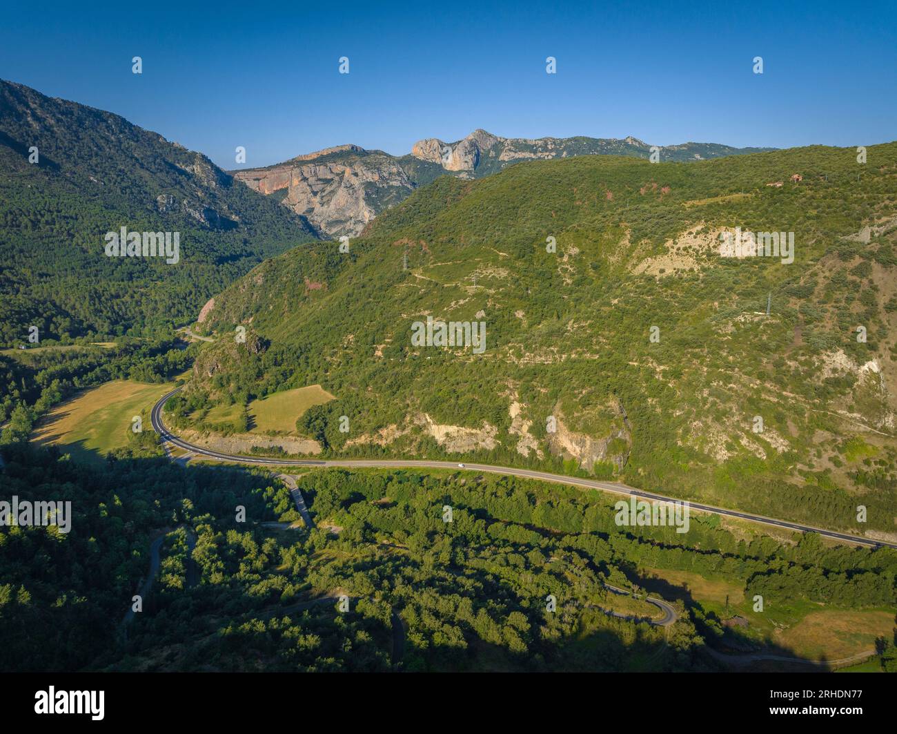 Aerial view of the Collegats gorge and the Geganta Dormida (sleeping ...