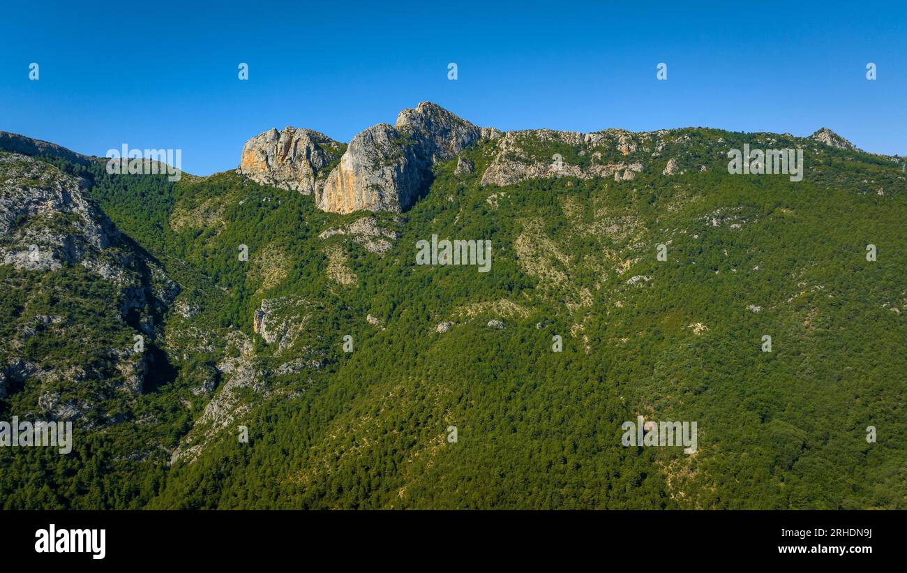 Aerial view of the Collegats gorge and the Geganta Dormida (sleeping ...