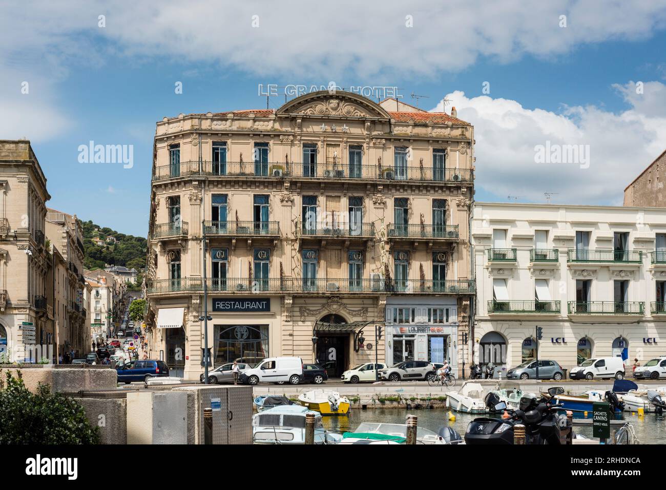 Le Grand Hotel by canalside, Sete, Herault, Occitanie, France Stock ...