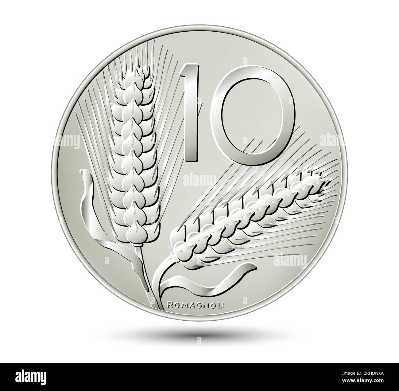 Ten Italian lire isolated on white background. Vector illustration ...