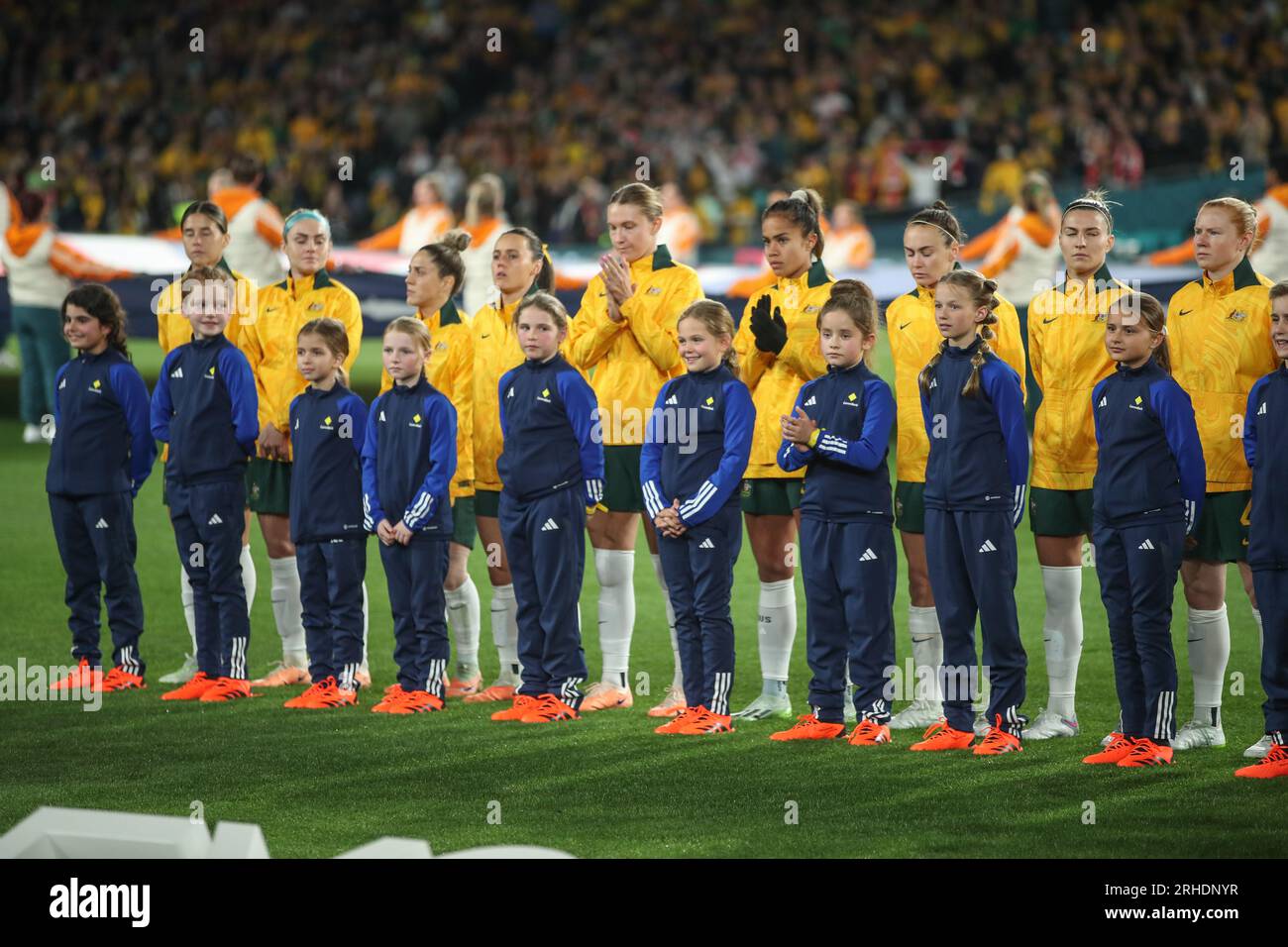 Australia line up for the national anthem during the FIFA Women's World ...