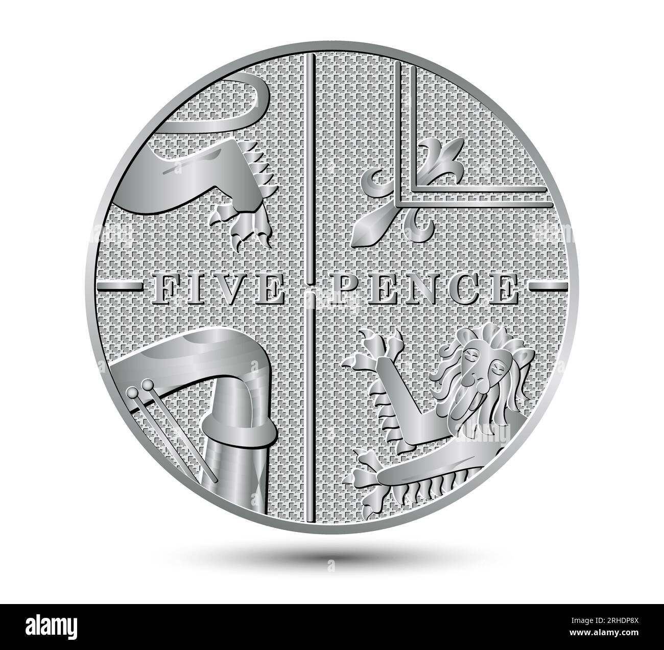 Five Pence coin isolated on a white background. Vector illustration ...