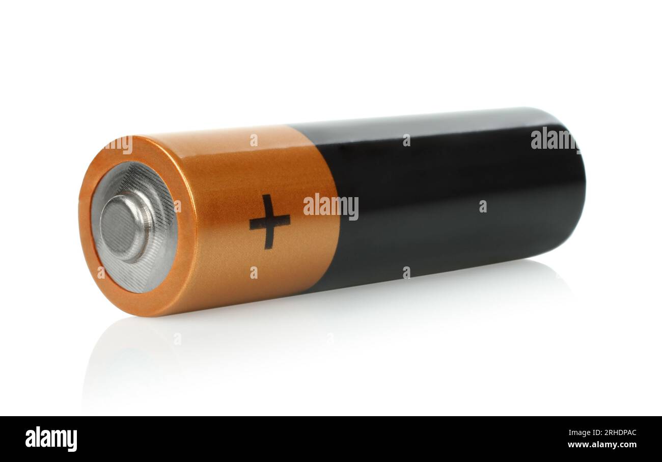 Alkaline battery AA-size isolated on white background close-up Stock ...