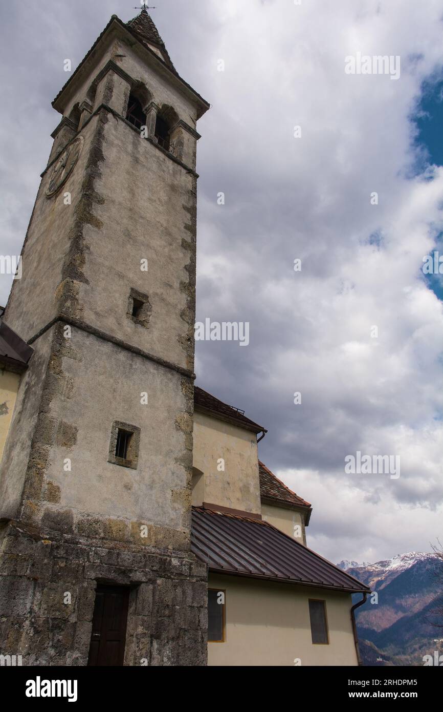 The 15th century St Catherine’s Church in the mountain village of Luint ...