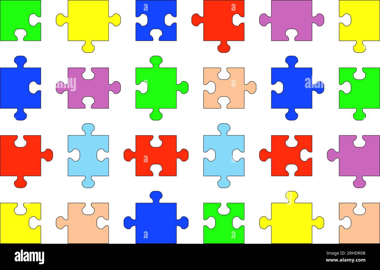 Puzzle pieces vector illustration isolated on white background. Puzzle ...