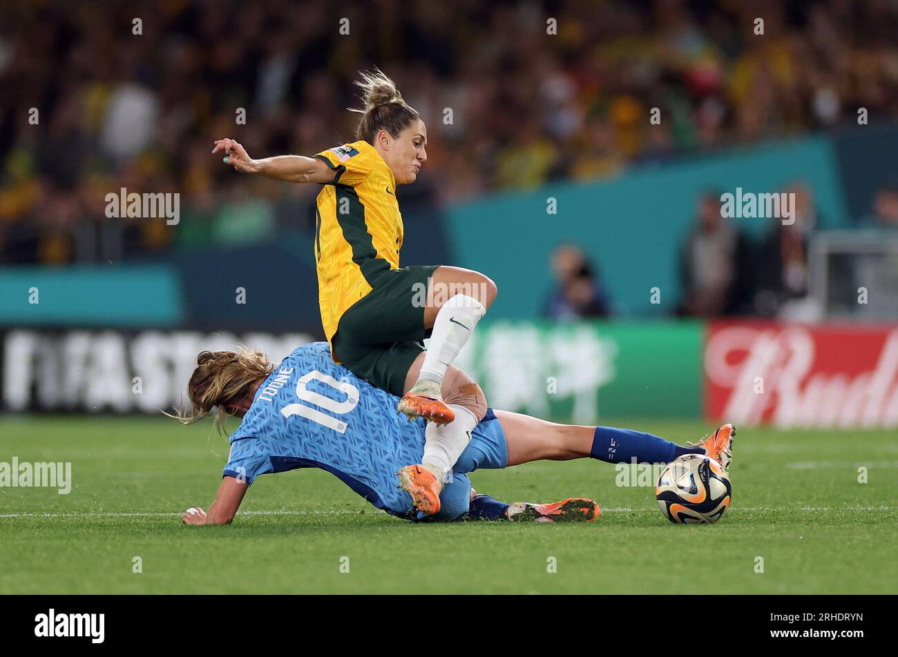 England’s Ella Toone tackles Australia's Katrina Gorry during the FIFA ...