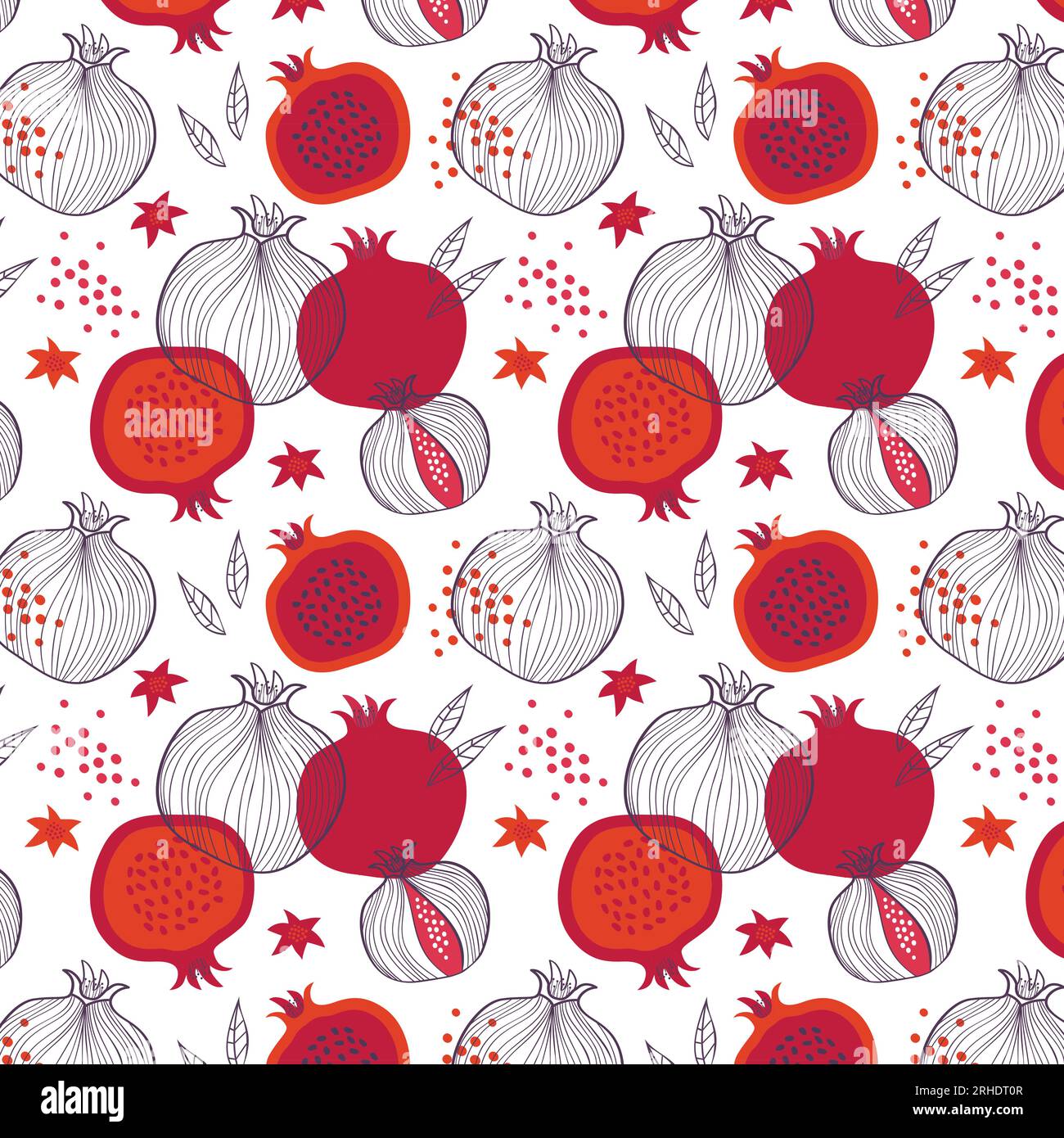 Rosh Hashanah pattern template with hand drawn pomegranate branches ...