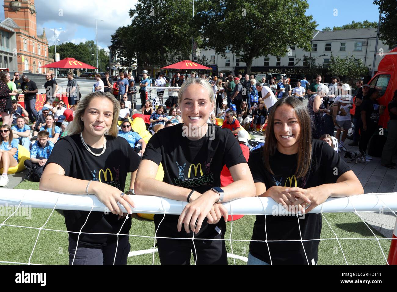 EDITORIAL USE ONLY Women's footballers (lrft to right) Poppy Pattinson ...