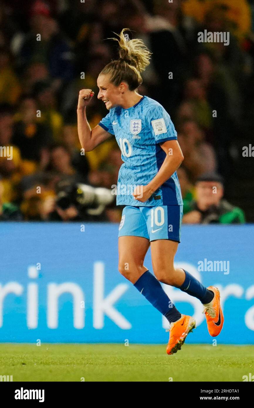 England's Ella Toone celebrates after scoring the opening goal during ...