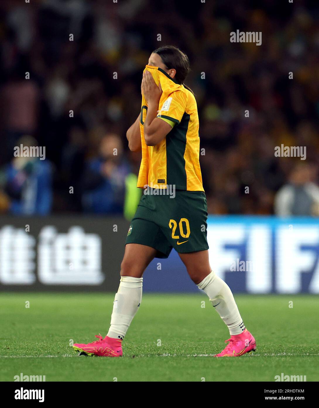 Australia's Sam Kerr reacts after England take the lead during the FIFA ...