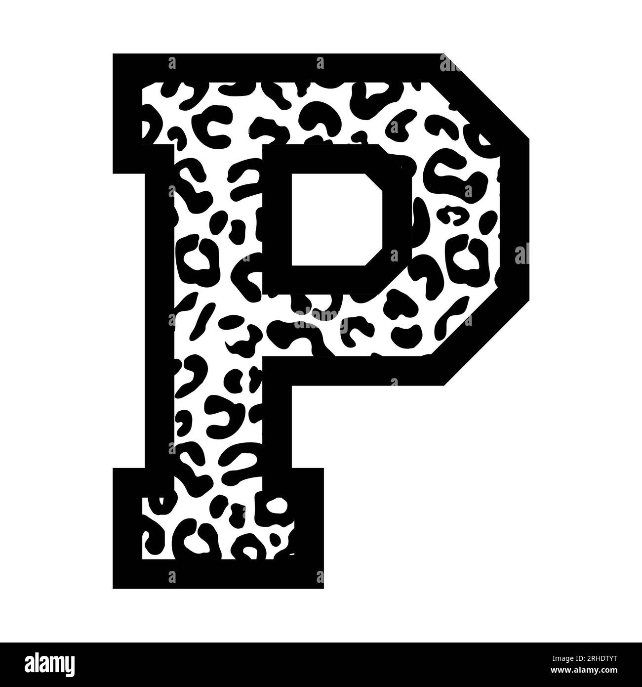 P letter leopard college sports jersey font on white background ...