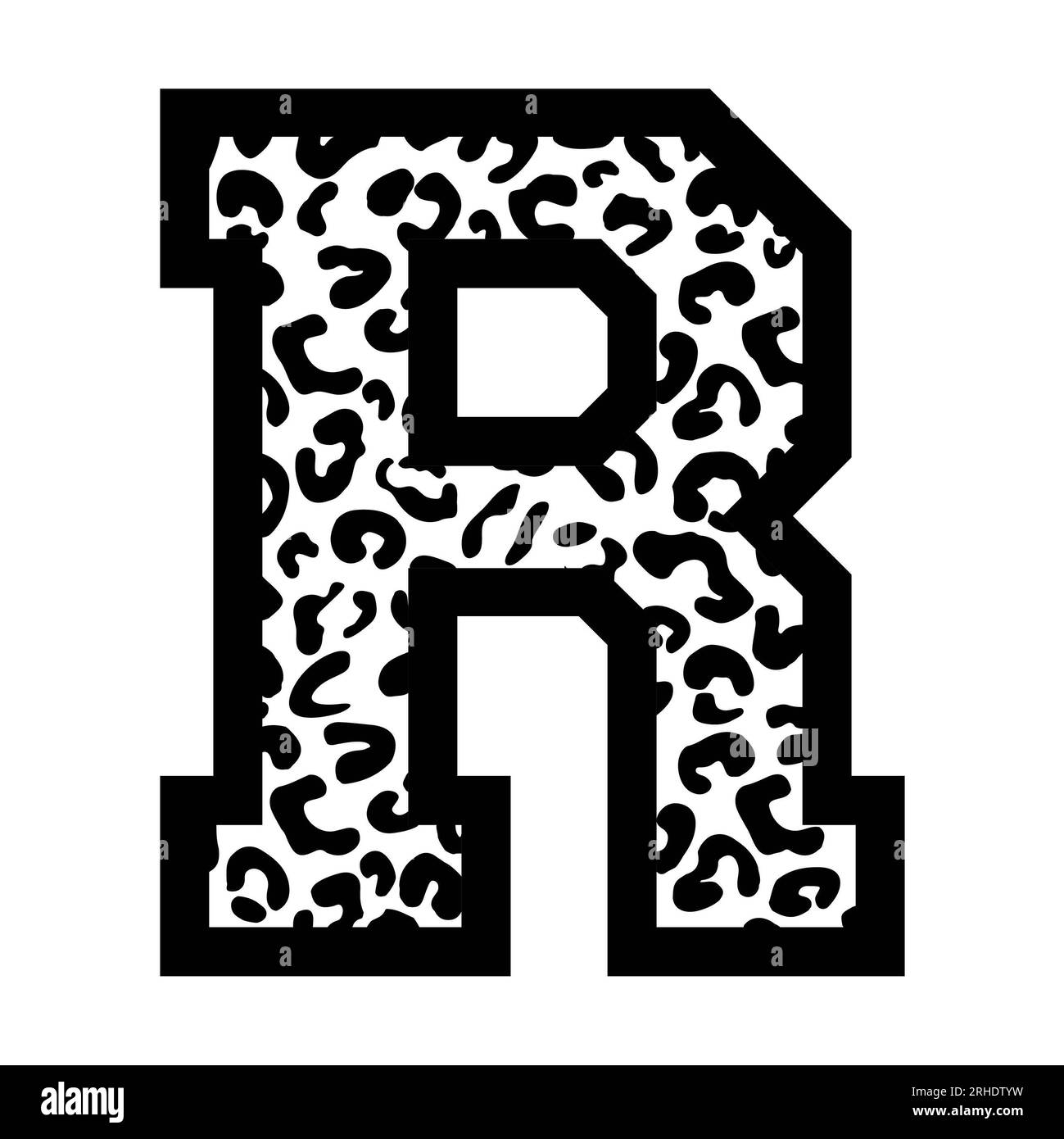 R letter leopard college sports jersey font on white background ...