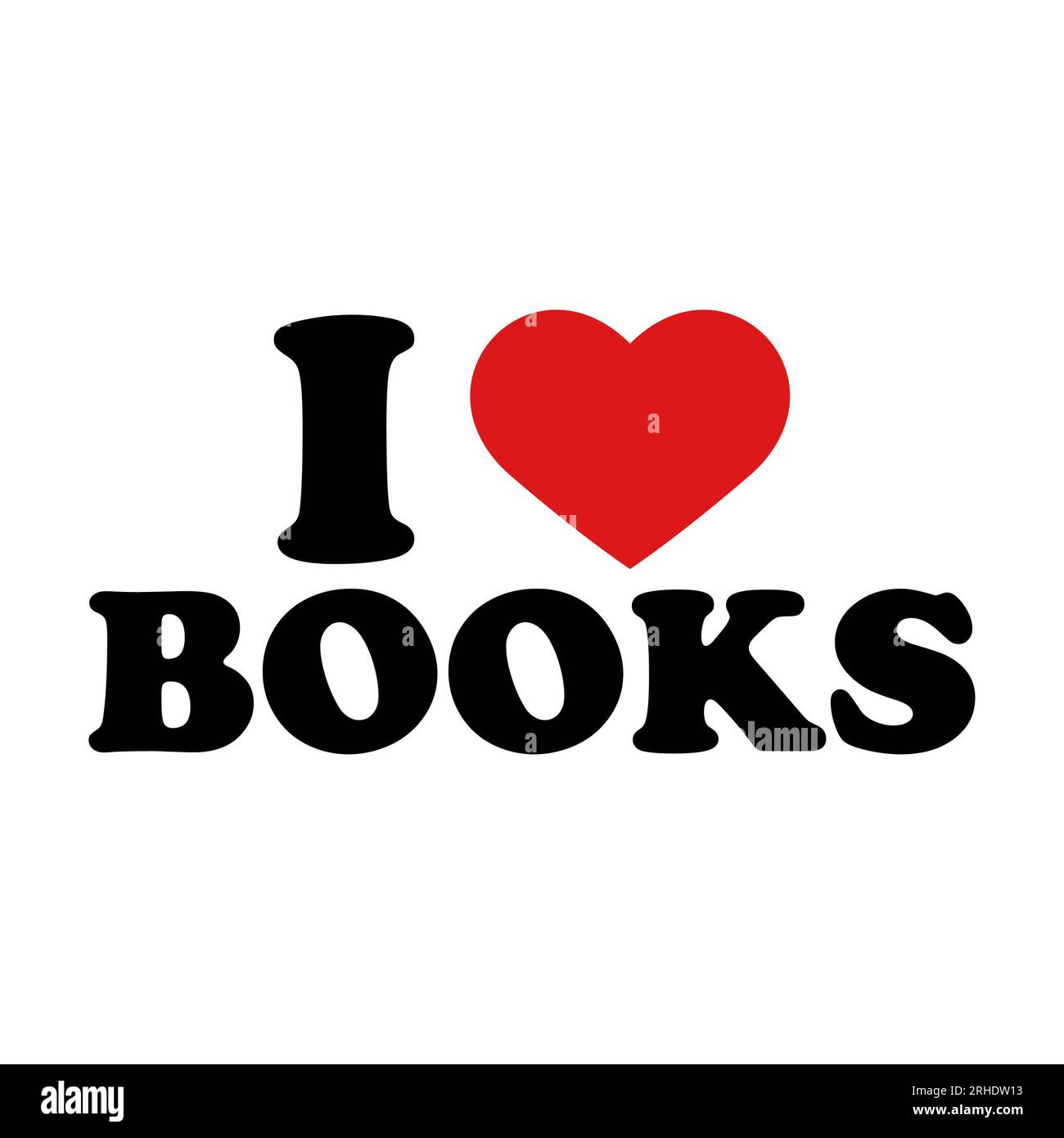 I love books with red heart on white background. Isolated illustration ...