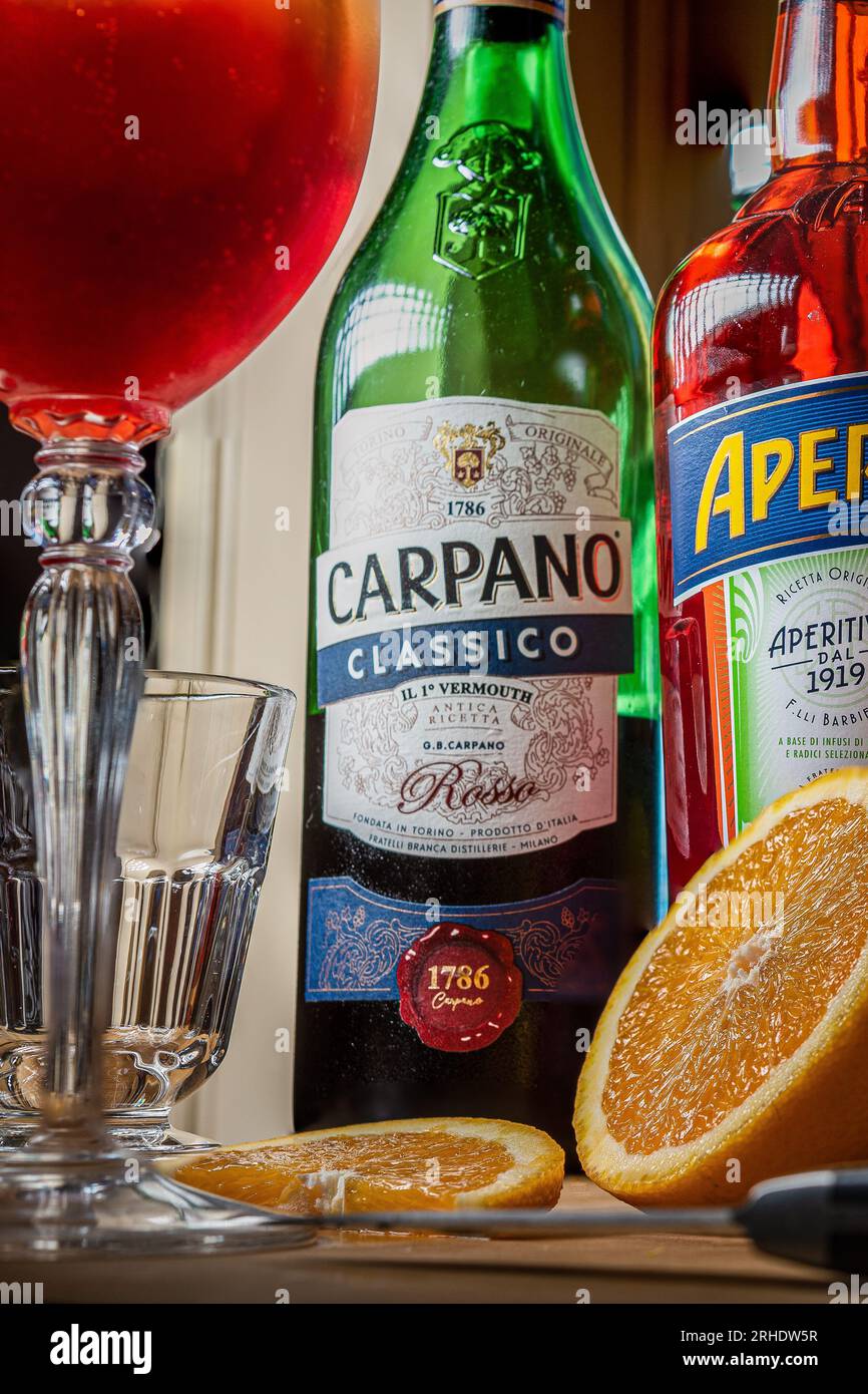 October 11, 2022 in Rome, Italy: Italian Cocktails And Mixers Stock ...