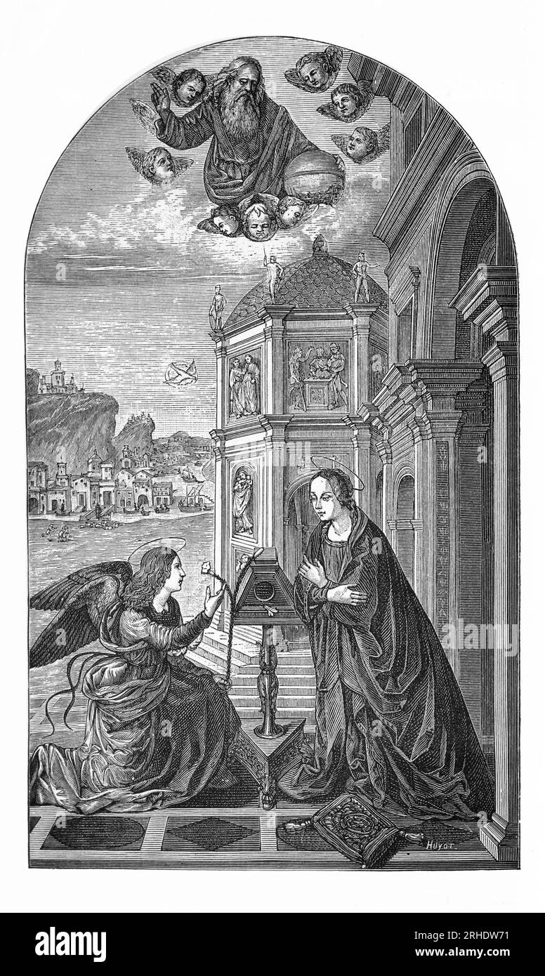 Virgin mary angel gabriel Black and White Stock Photos & Images - Alamy