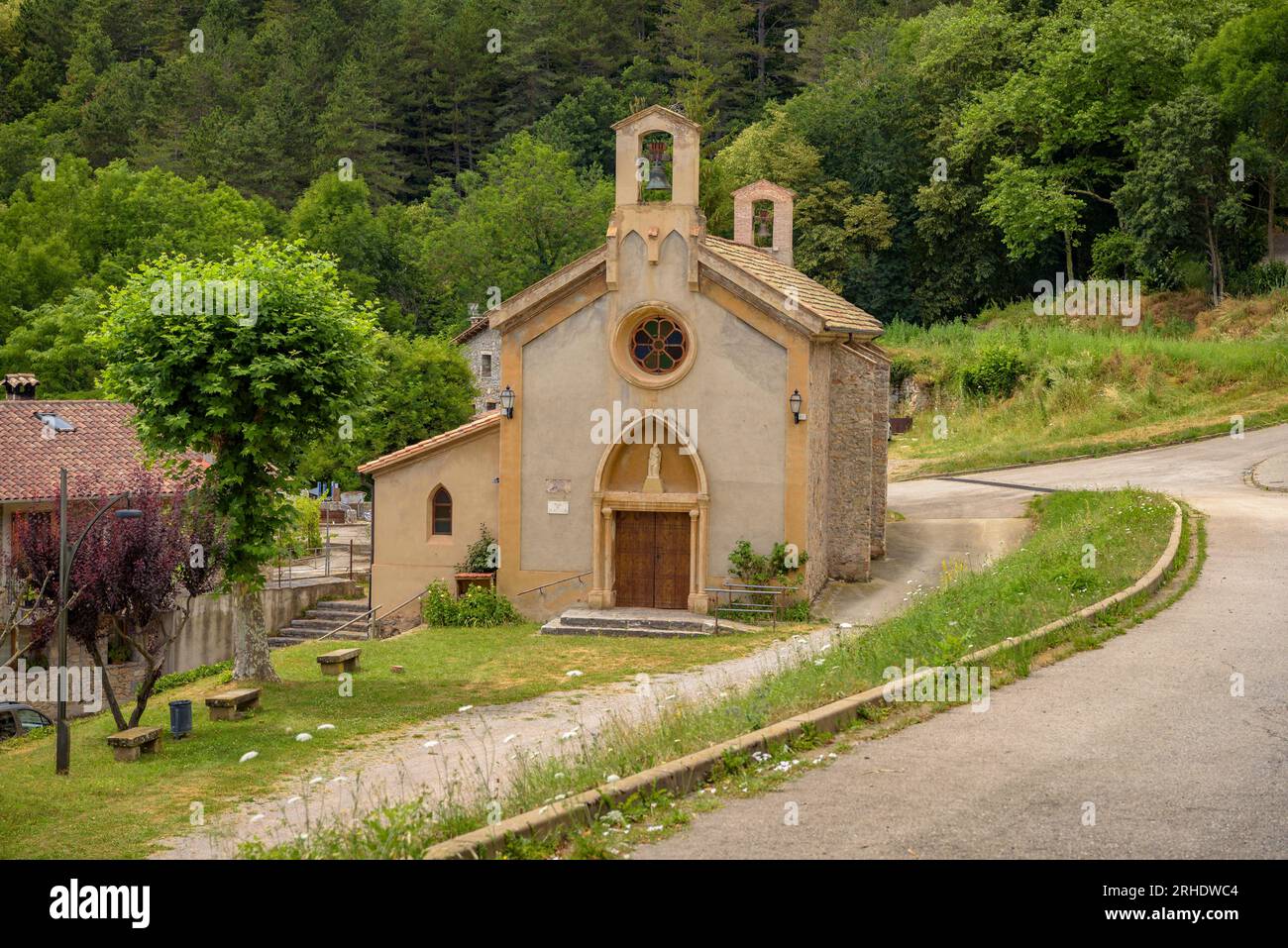 Church of Santa Bàrbara in Ogassa, located in the Prat del Pinter ...