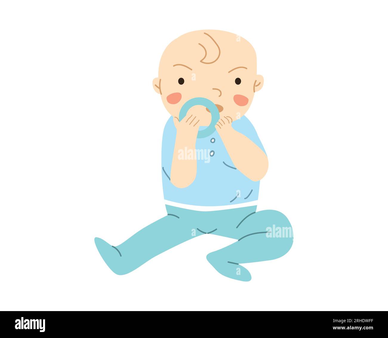 Small Baby Boy chewing teething toy Stock Vector Image & Art - Alamy