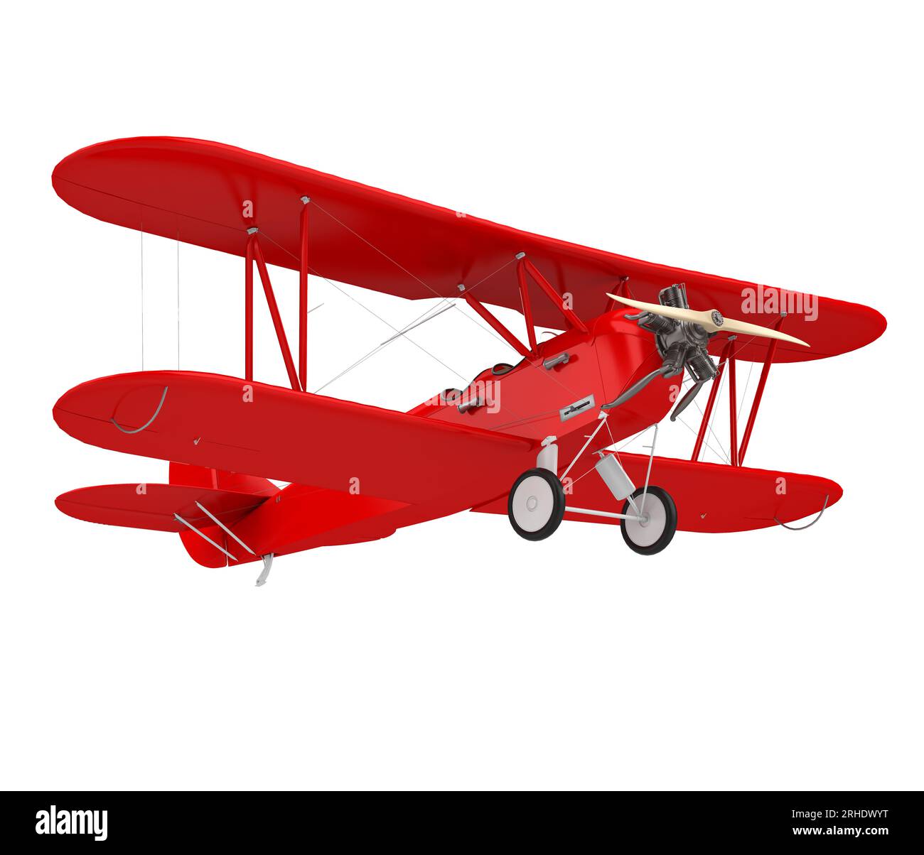 Red Airplane Biplane Isolated Stock Photo - Alamy