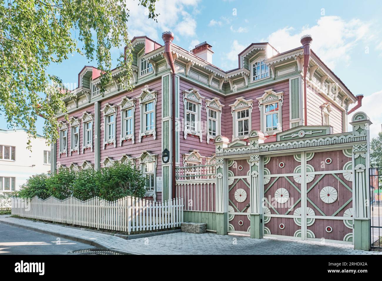 Kazan, Russia - June 10, 2023: Reproduced Safa Bakhteev 's wooden House ...