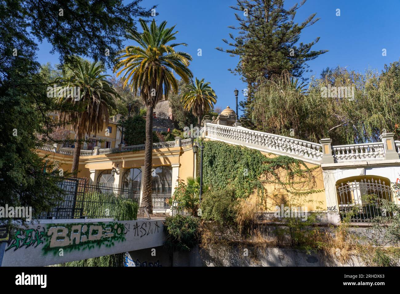 Stairs Up To The Neptune Terrace On Santa Lucia Hill Or Cerro Santa