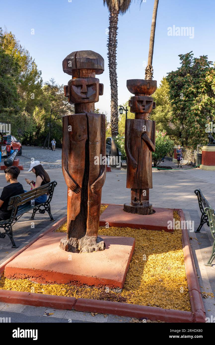 Carved wooden Chemamull statues were grave markers of the indigenous ...