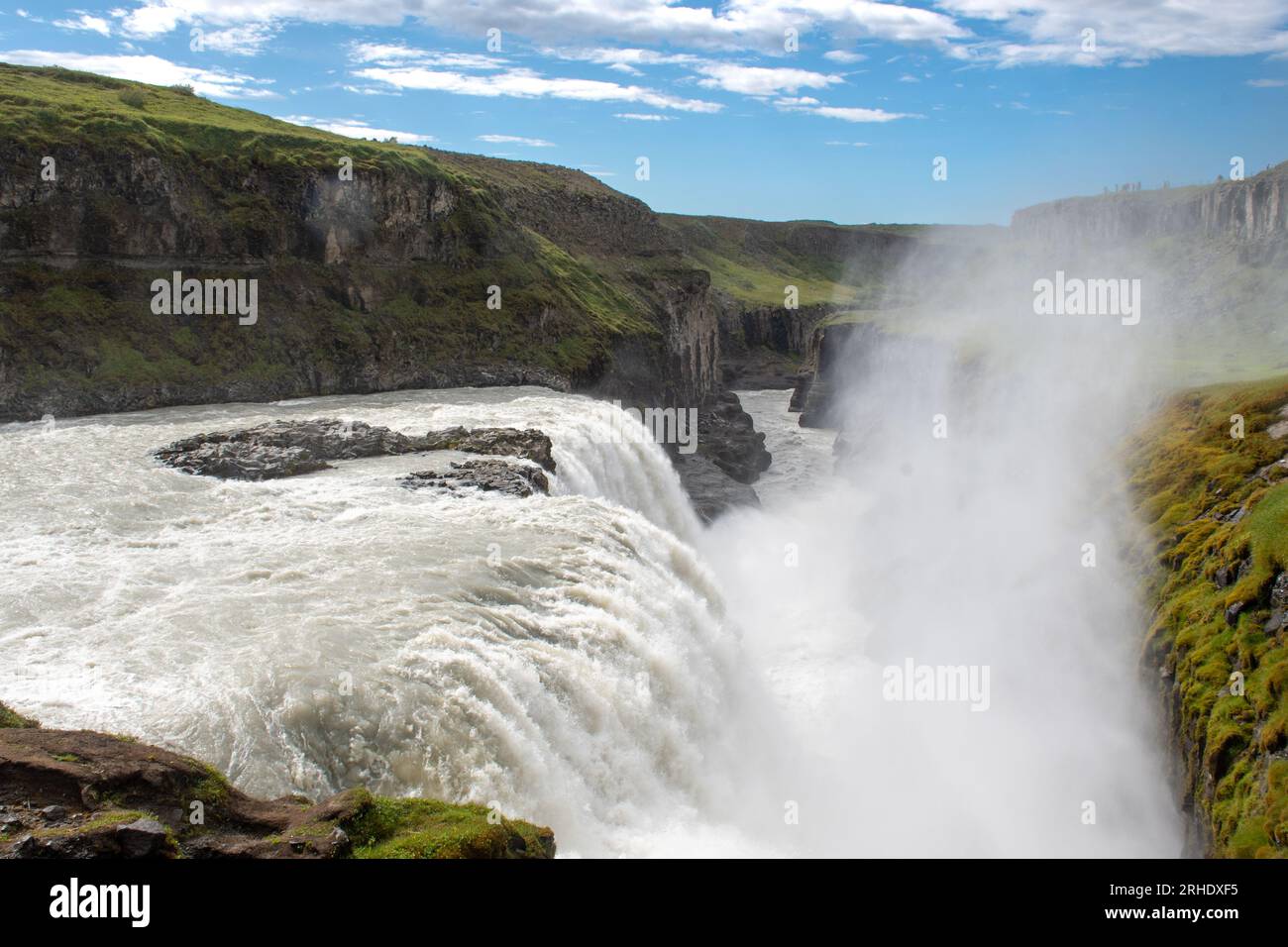 Water flowing strongly at Gullfoss Waterfall in Icelands Golden Circle ...