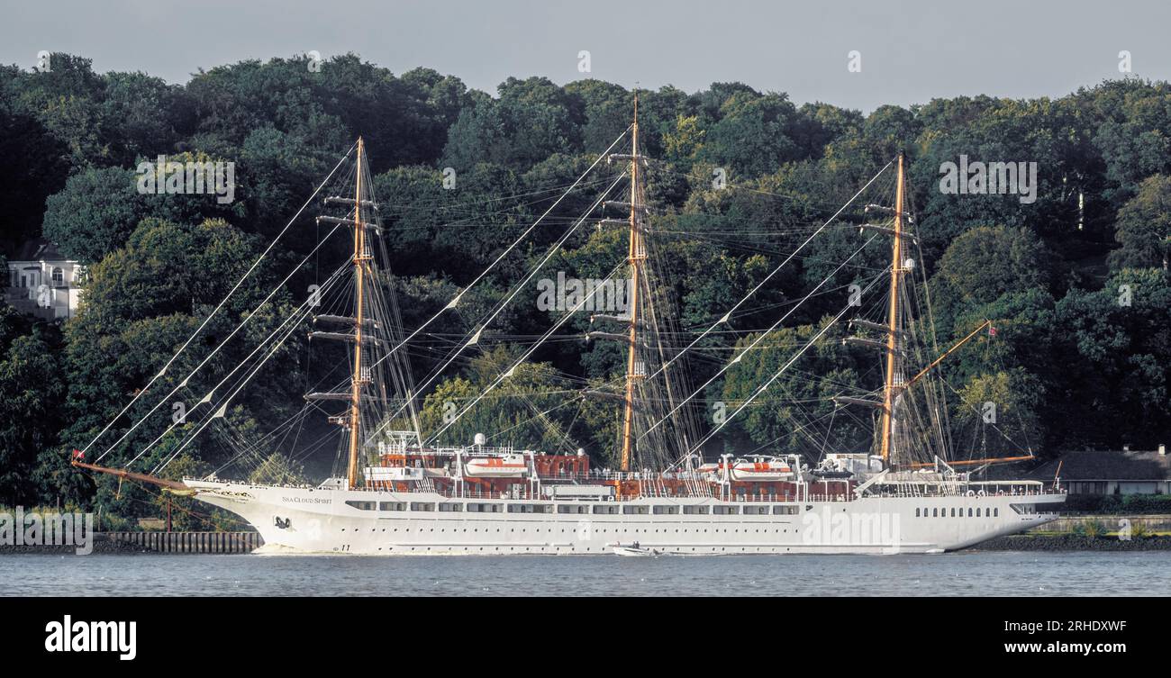 14 August 2023, Hamburg: The cruise ship Sea Cloud Spirit sails on the ...