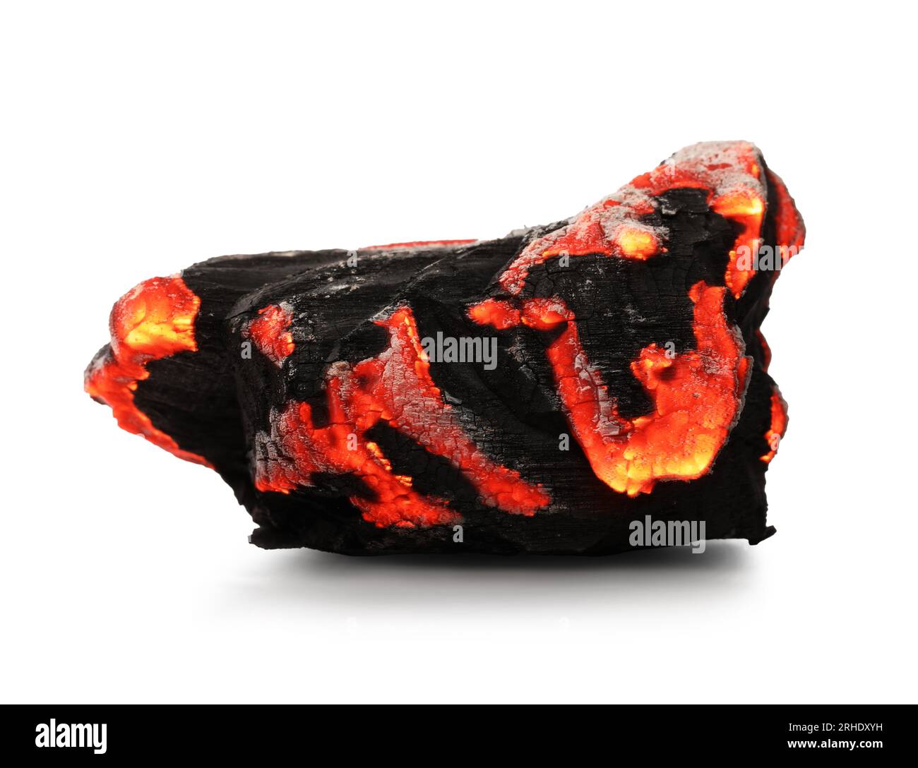 Piece of smoldering coal on white background Stock Photo - Alamy