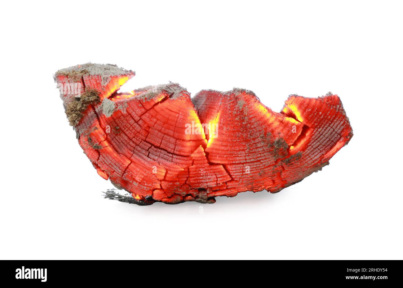 Piece of smoldering coal isolated on white Stock Photo - Alamy