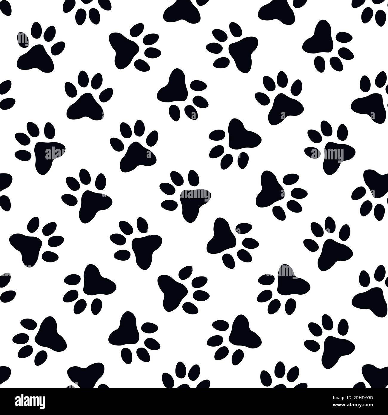 Flat cartoon animal footprint silhouette seamless pattern. Cat or dog ...