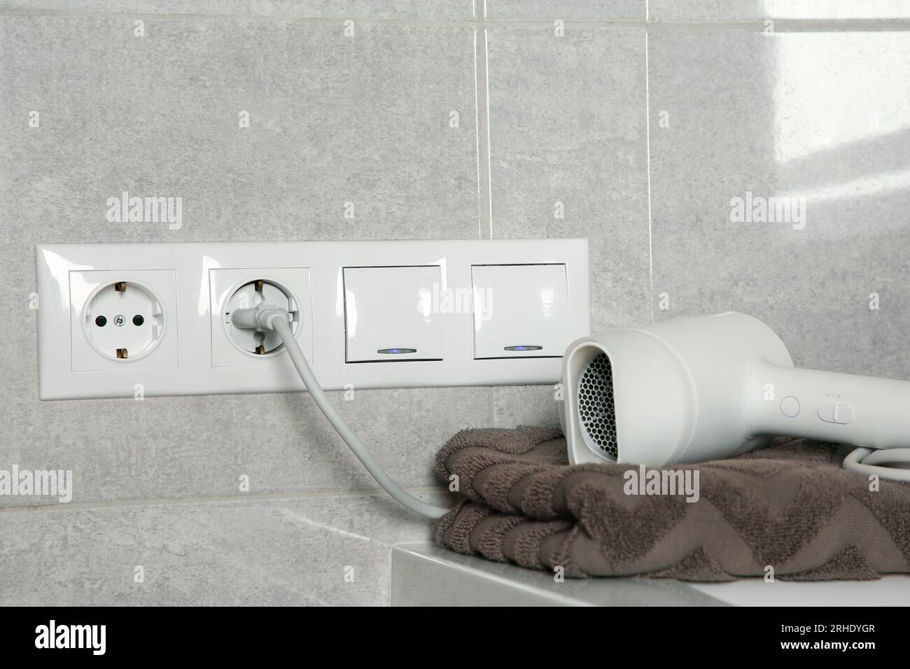 Hairdryer plug socket hi-res stock photography and images - Alamy