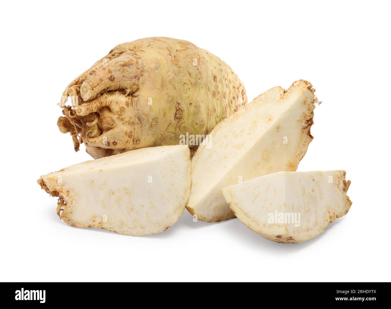 Whole and cut celery roots isolated on white Stock Photo - Alamy