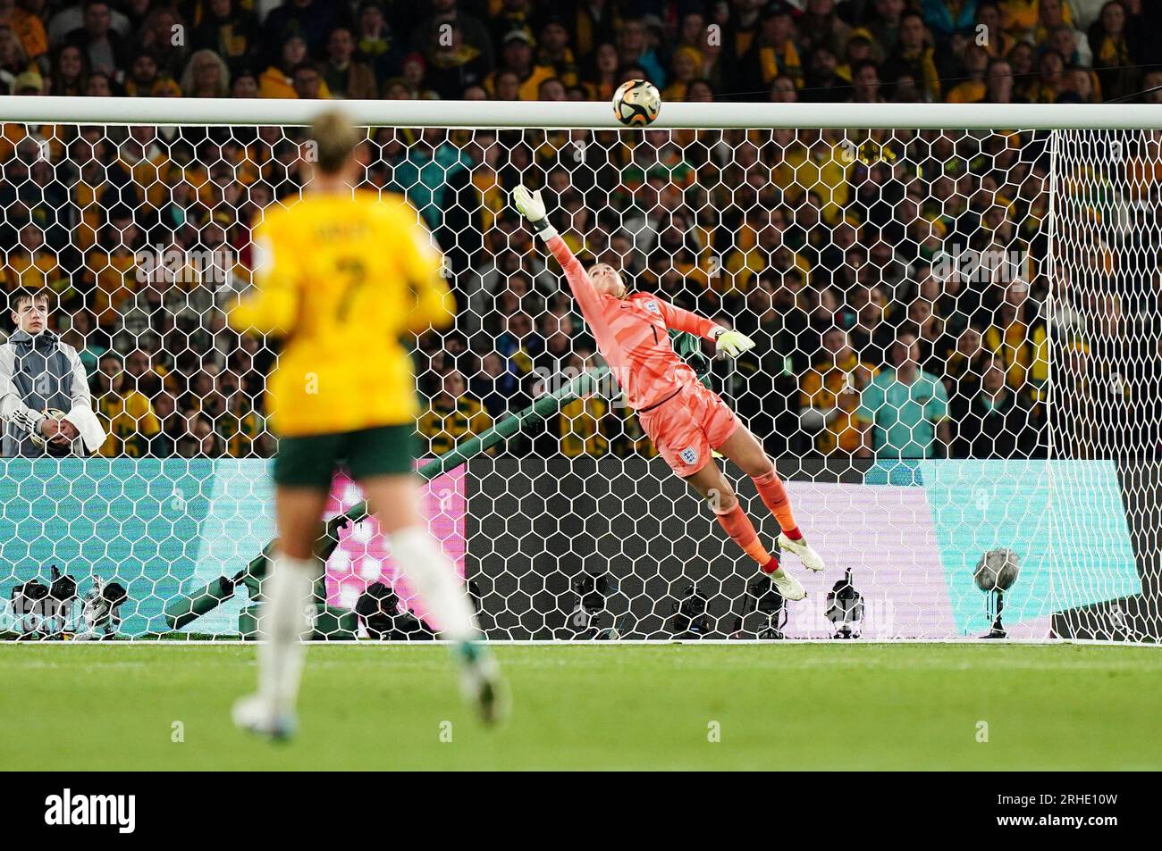 Australia's Sam Kerr (not pictured) scores their side's first goal of ...