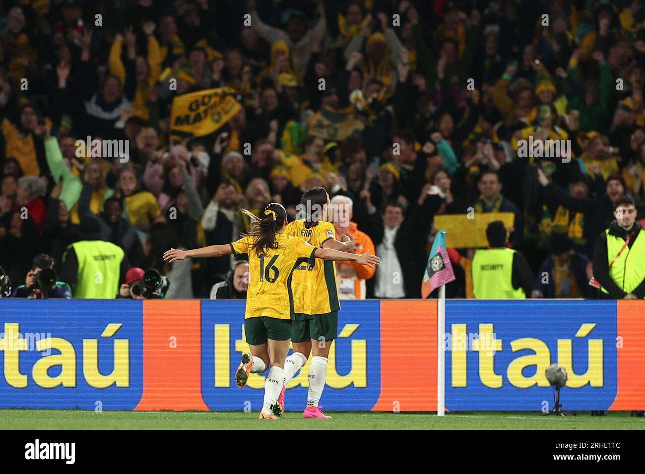 Sam Kerr #20 of Australia celebrates her goal to make it 1-1 during the ...
