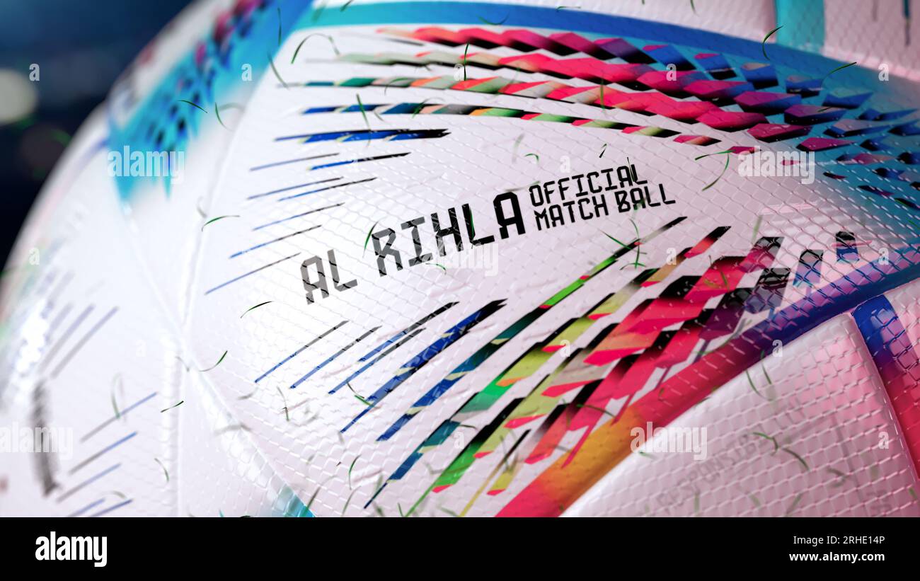 fifa world cup 2022 al riha ball close up shot .football (soccer) ball ...
