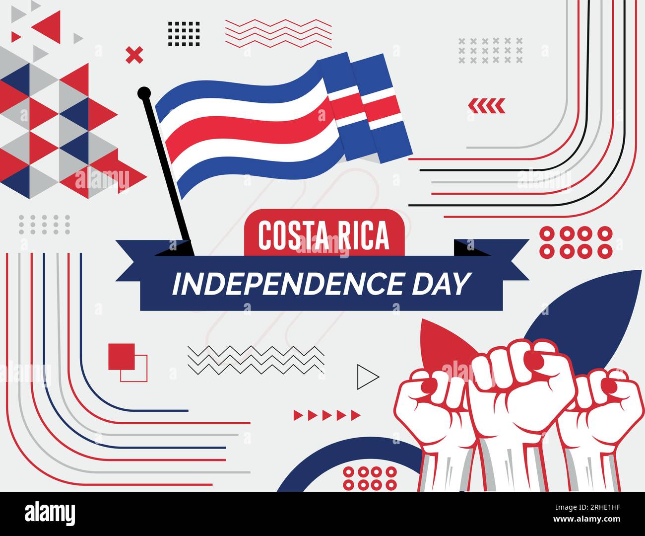 Costa Rica national day banner with map, flag colors theme background ...