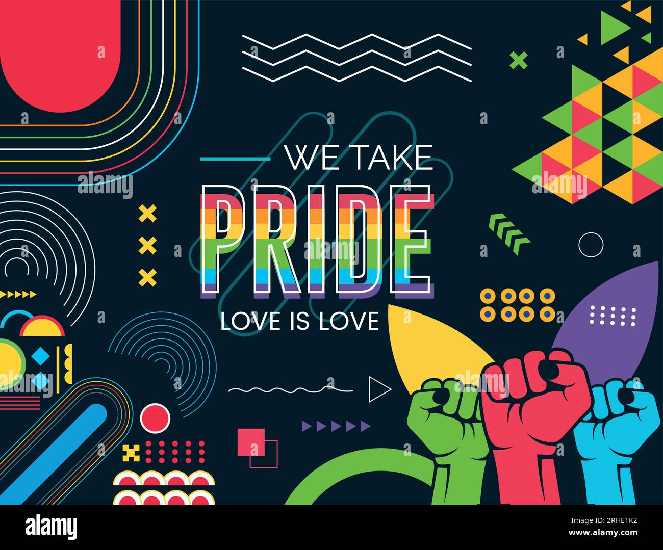 Pride Love banner with modern retro abstract background design ...