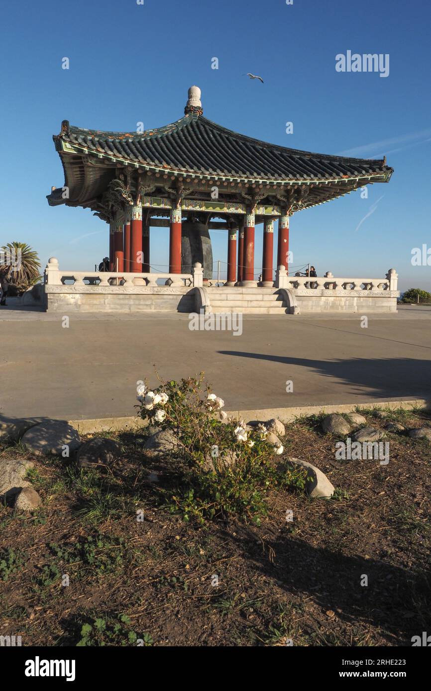 Korean Friendship Bell, massive bronze bell housed in a stone pavilion ...
